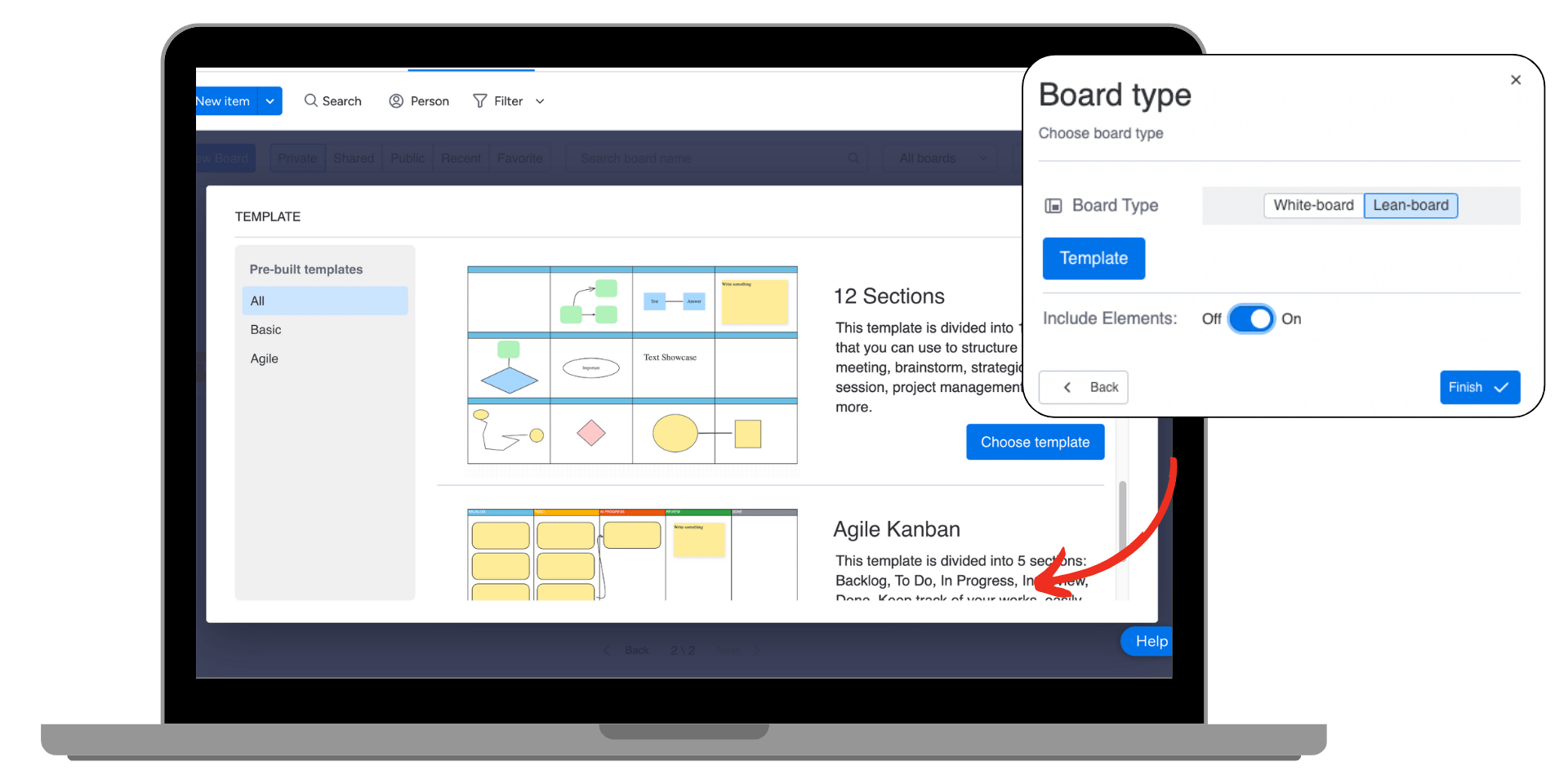 Whiteboard for monday.com - LeanBoard