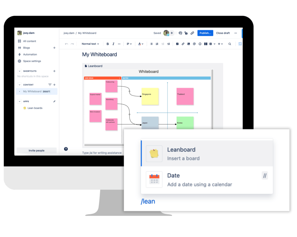 Confluence Whiteboard - Leanboard for Confluence